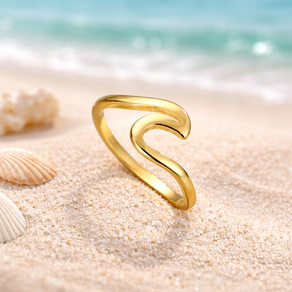 Gold - Saltwater Wave Ring – Vanilla Shore