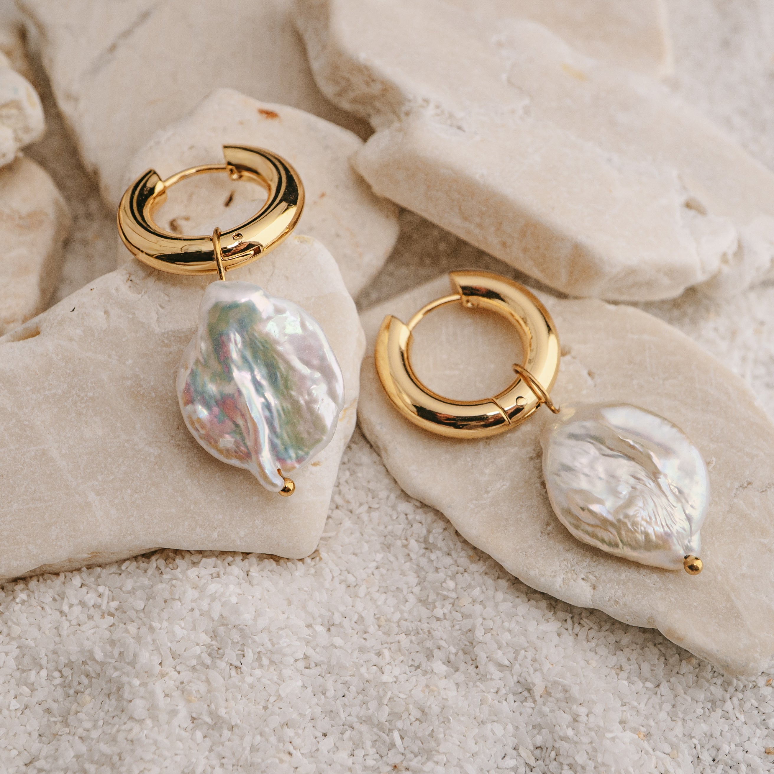 Untamed Baroque Pearl Hoops – Vanilla Shore