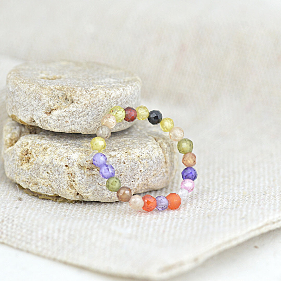 Beaded Crystal Glass Ring – Vanilla Shore