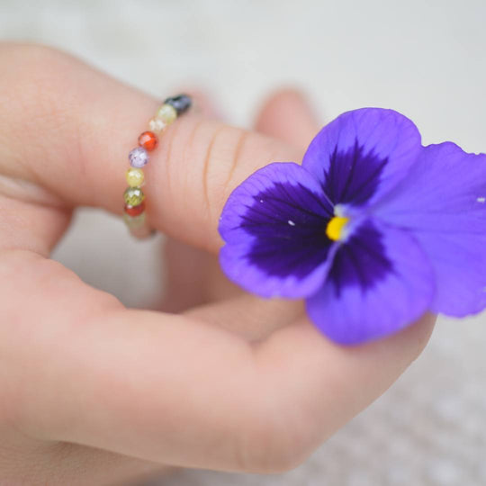 Beaded Crystal Glass Ring – Vanilla Shore