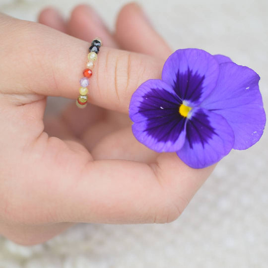 Beaded Crystal Glass Ring – Vanilla Shore