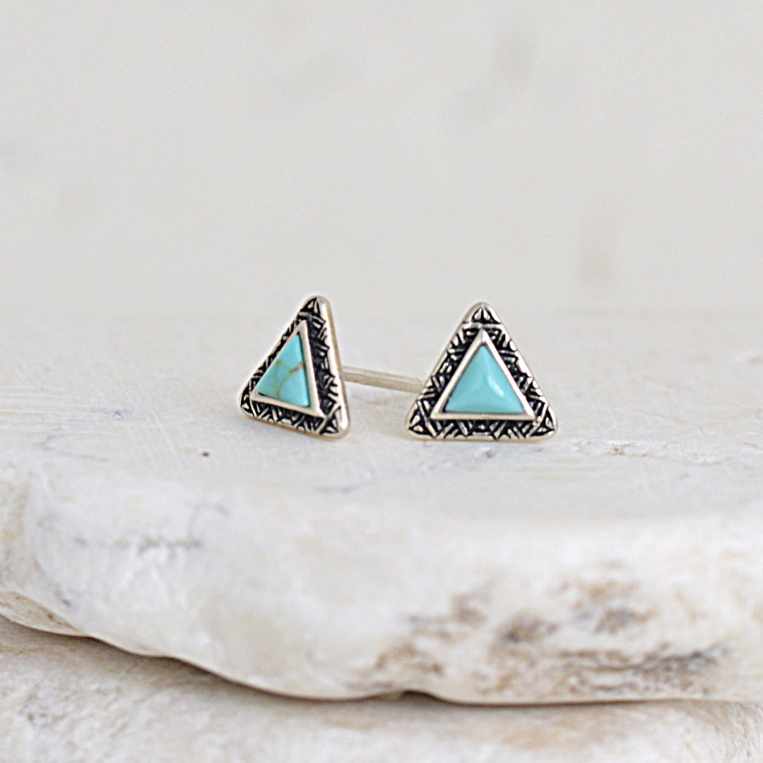 Triangle Turquoise Boho Studs – Vanilla Shore